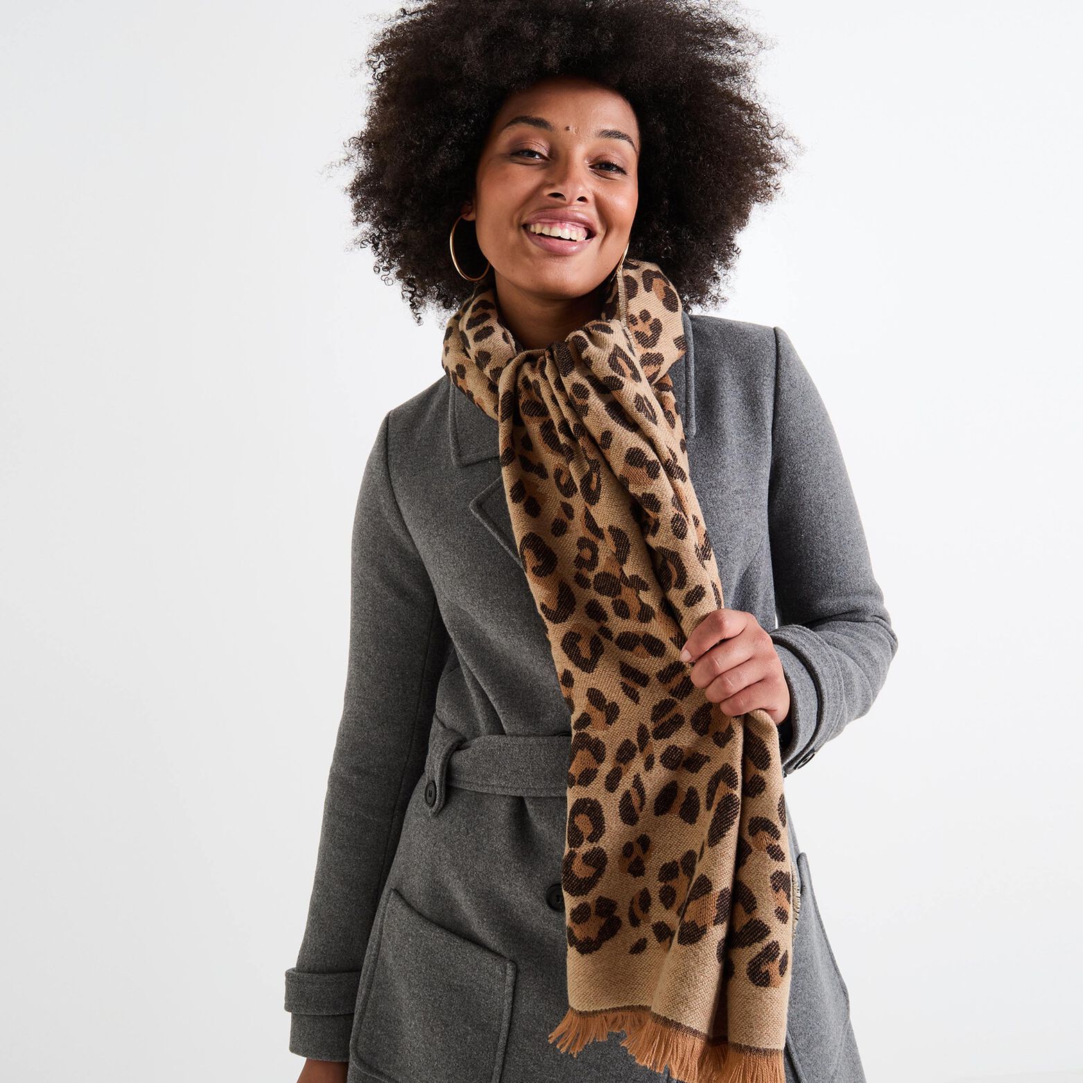 Echarpe leopard femme CAMEL | Graindemalice