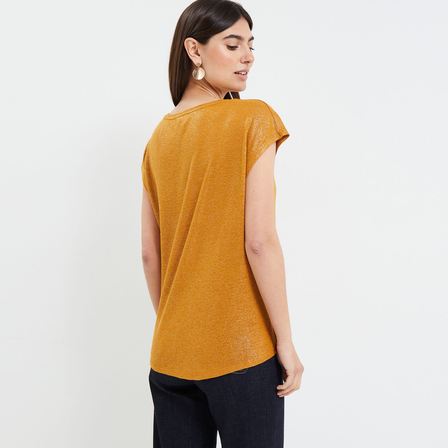 Tshirt uni en lin mélangé femme SAFRAN | Graindemalice