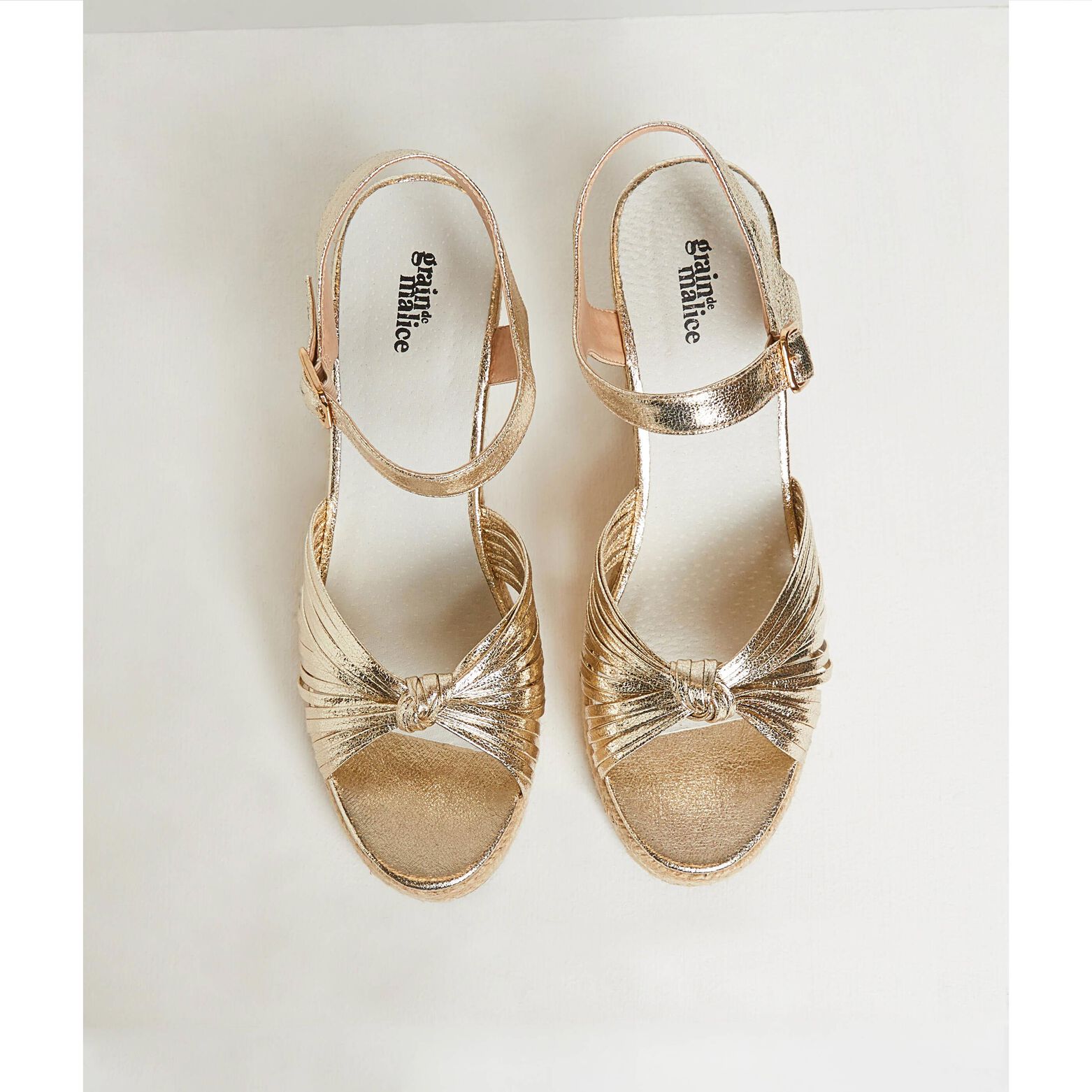 Sandale dorée compensée femme | Graindemalice