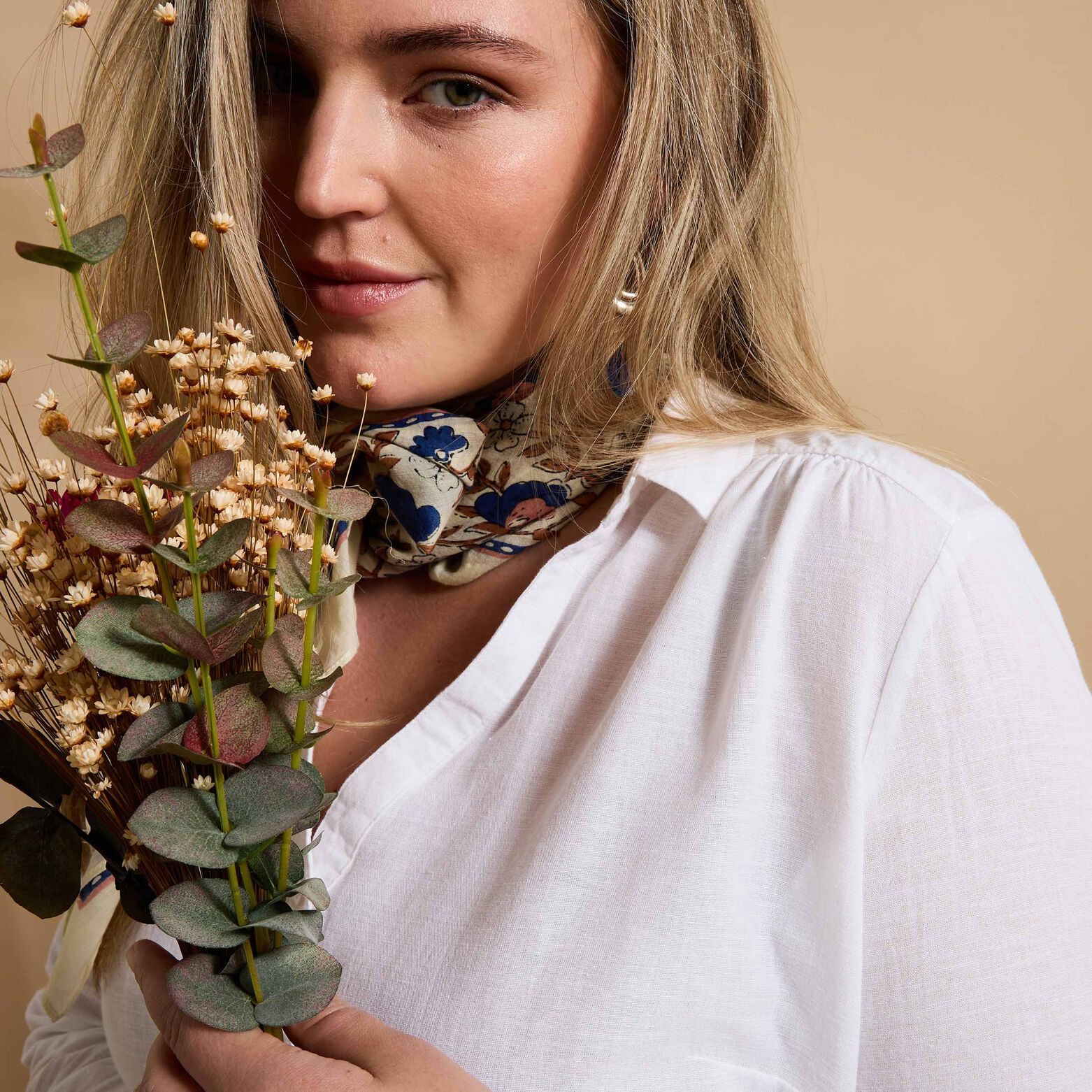 Blouse en coton et lin femme BLANC | Graindemalice